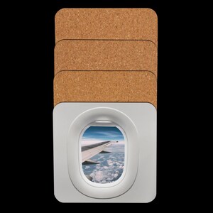Airplane Window Wing Coaster With Cork Backing Flight Attendant Pilot ...