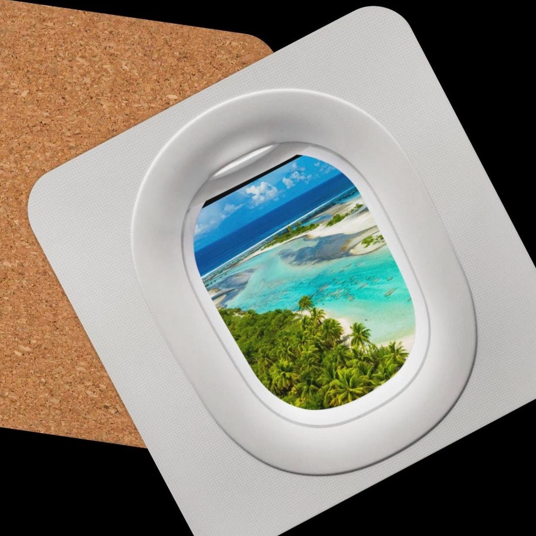 Airplane Window View Coaster of Tropical Island Aviation Gift Single ...