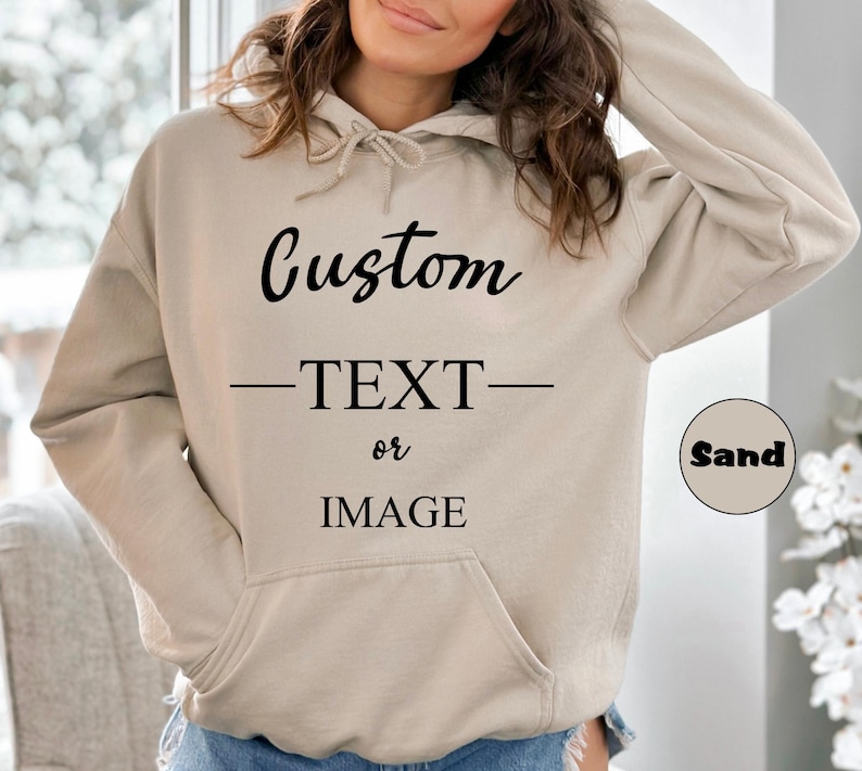 Custom Text Hoodie, Personalized Image Sweatshirt, Personalised Logo ...
