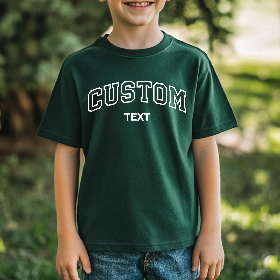 Custom Text Toddler Shirt, Personalized School Logo Youth Tee, Family ...