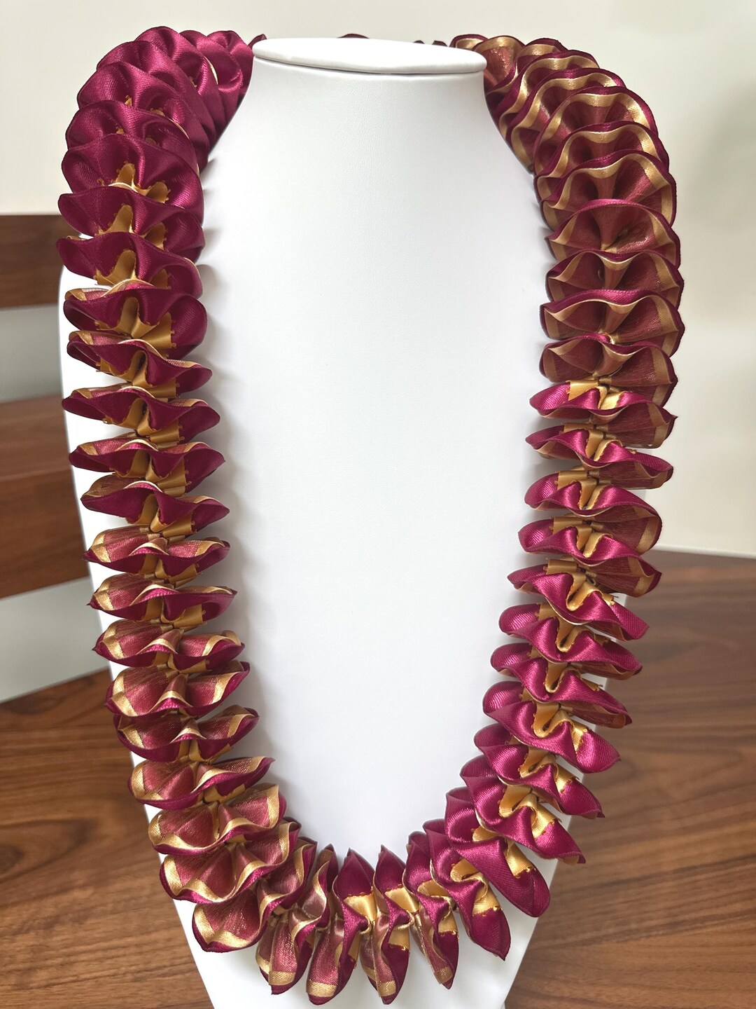 2 Color Graduation Lei Burgundy & Sheer Gold - Etsy