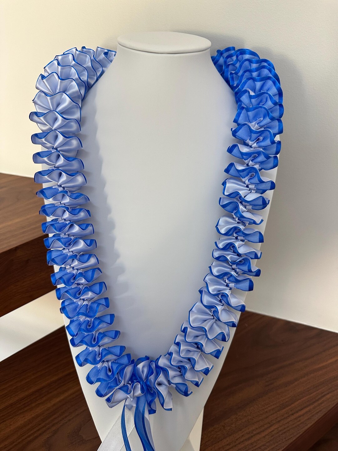 2 Color Graduation Lei White/sheer Blue White Accent - Etsy