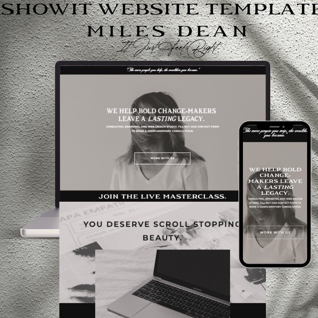 Miles Dean Showit Website Template: Editorial Design - Etsy