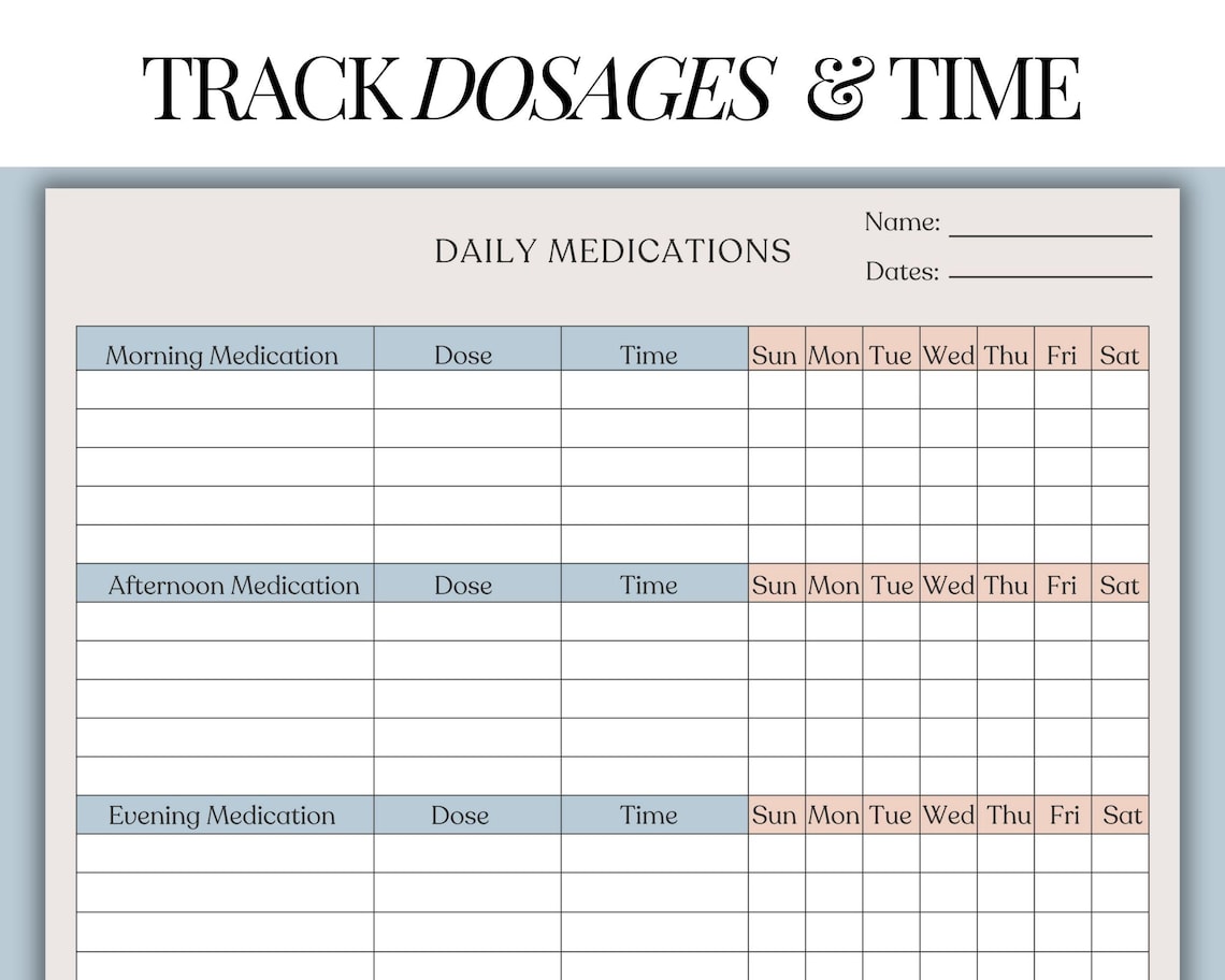 Daily Medication Log Printable Daily Medication Tracker Medication ...