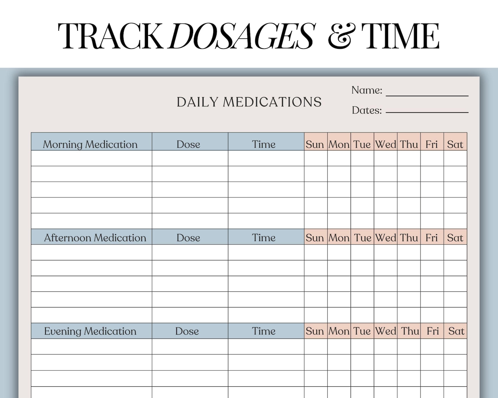Daily Medication Log Printable Daily Medication Tracker Medication ...