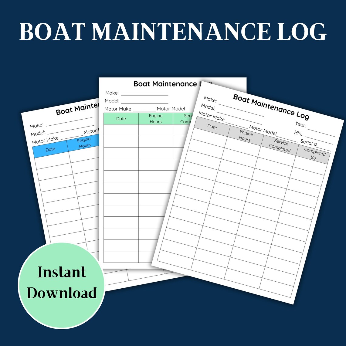 Boat Maintenance Log Boat Maintenance Tracker Sailboat Service Log Book ...