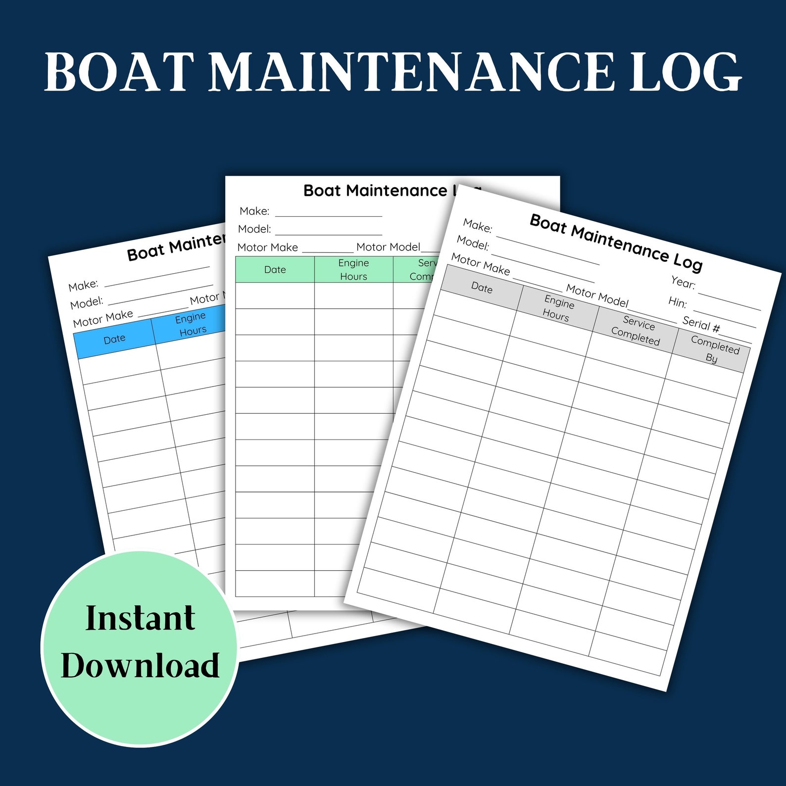 Boat Maintenance Log Boat Maintenance Tracker Sailboat Service Log Book ...