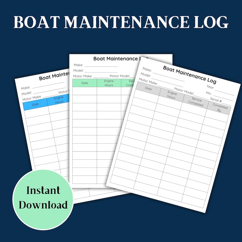 Boat Maintenance Log Boat Maintenance Tracker Sailboat Service Log Book ...