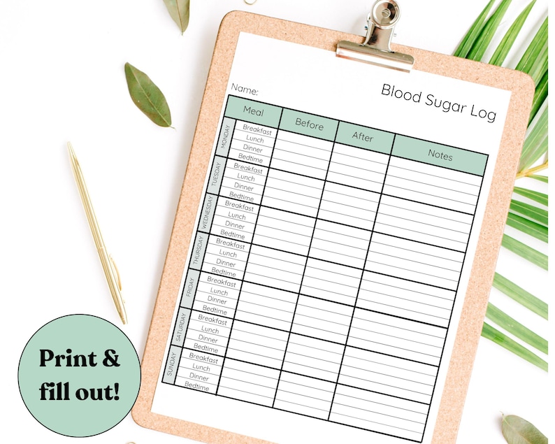 Blood Sugar Tracker Template for in Home Care Blood Glucose Chart for ...