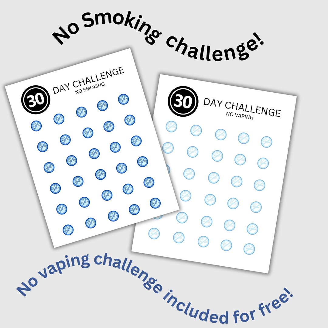 No Smoking Challenge Tracker 30 Day No Vaping Challenge Tracker 30 Day ...
