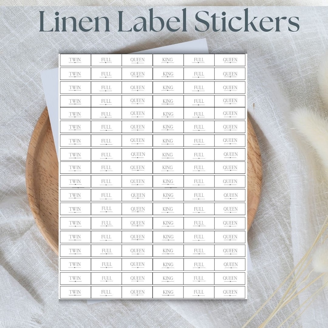 Linen Label Sticker for Bed Sheet Label Template for Bedding Linen Tag ...