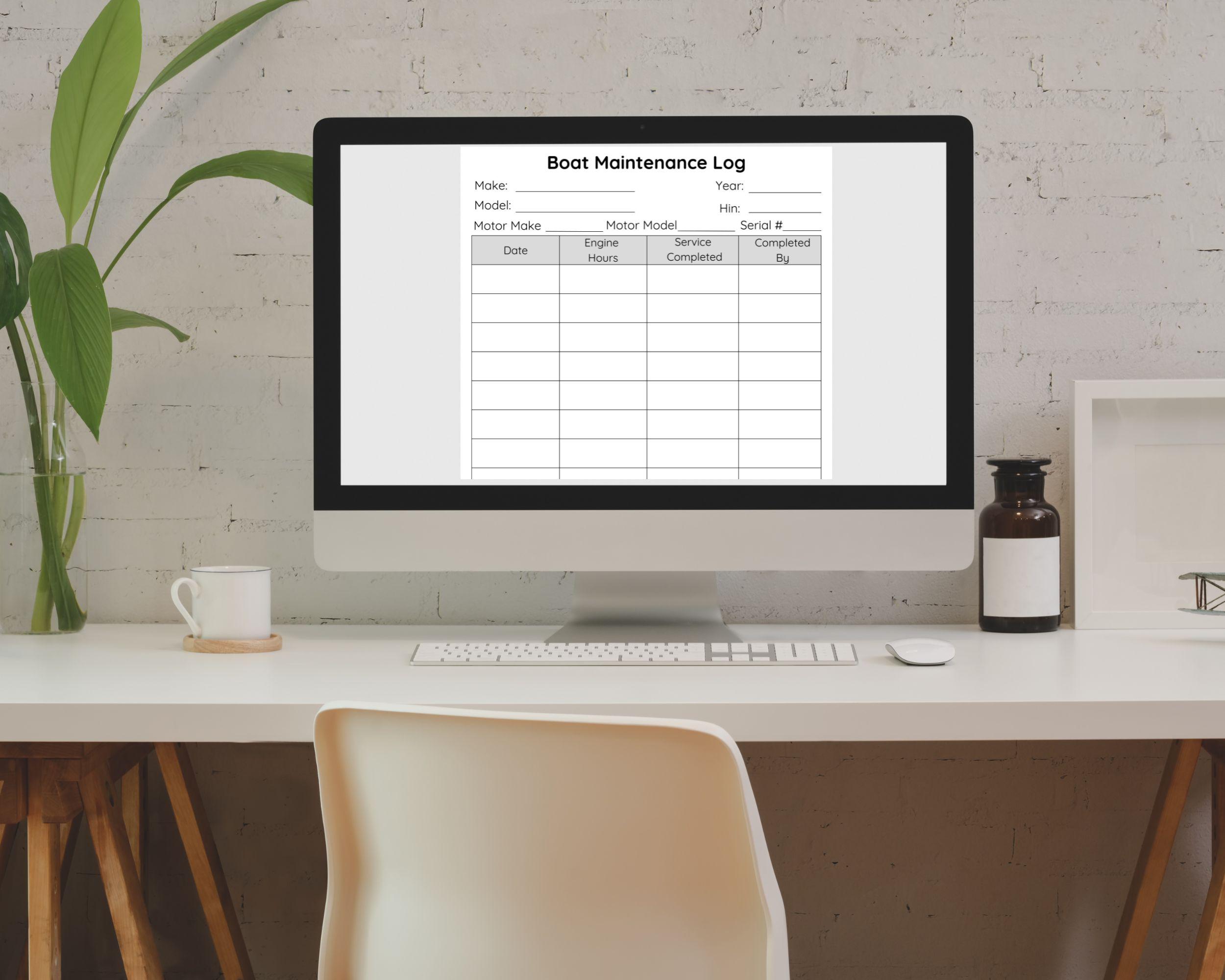 Boat Maintenance Tracker for Ski Boat Service Log for Sailboat Vessel ...