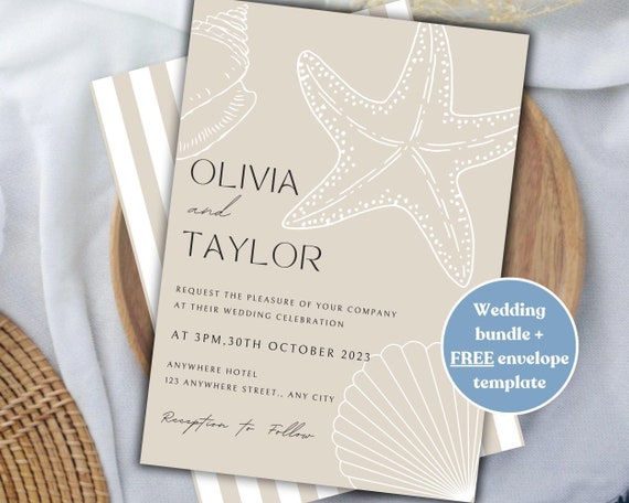 Starfish Seashell Invitations Templates
