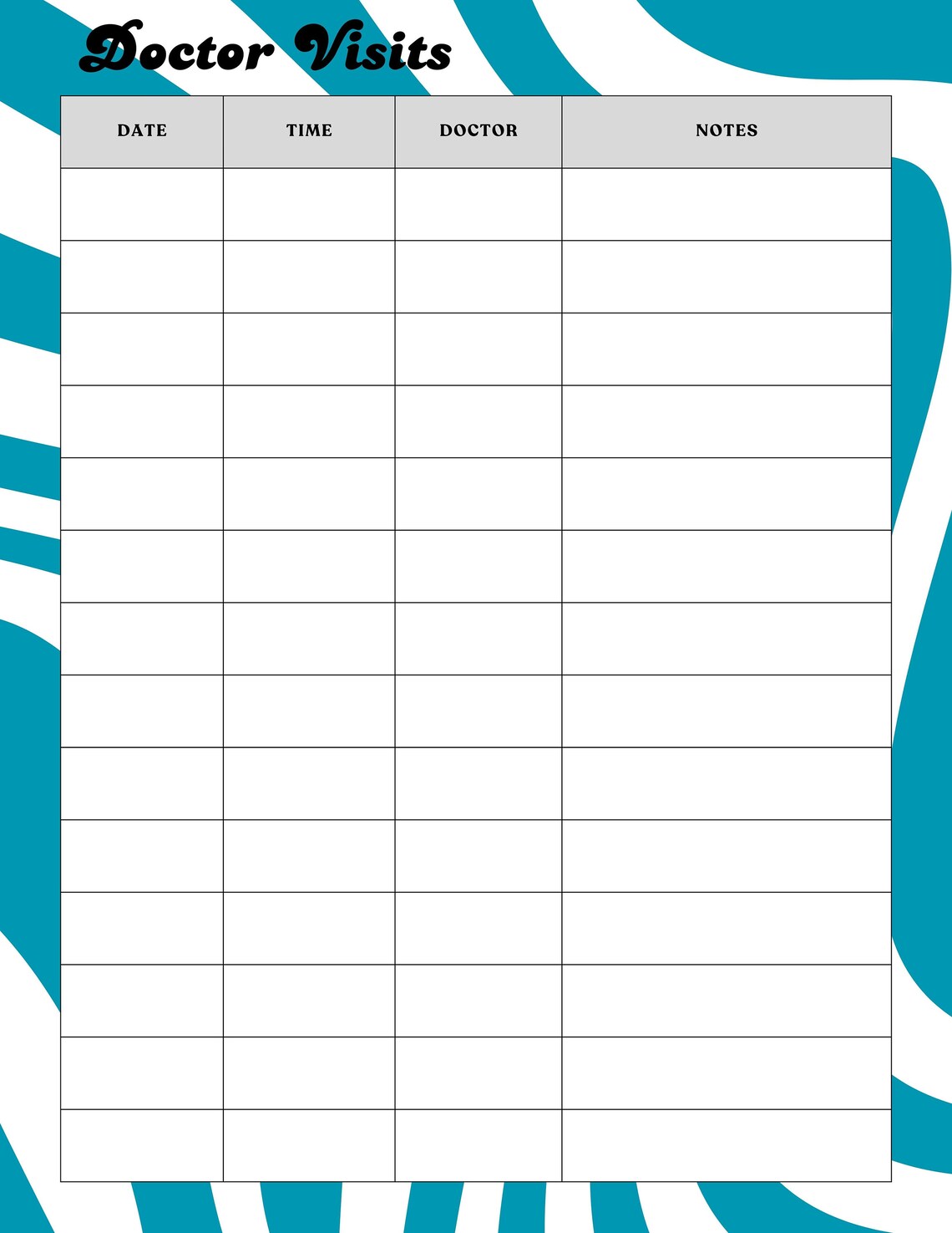 Doctor Visit Tracker Doctor Appointment Log Health Tracker Doctor Note ...