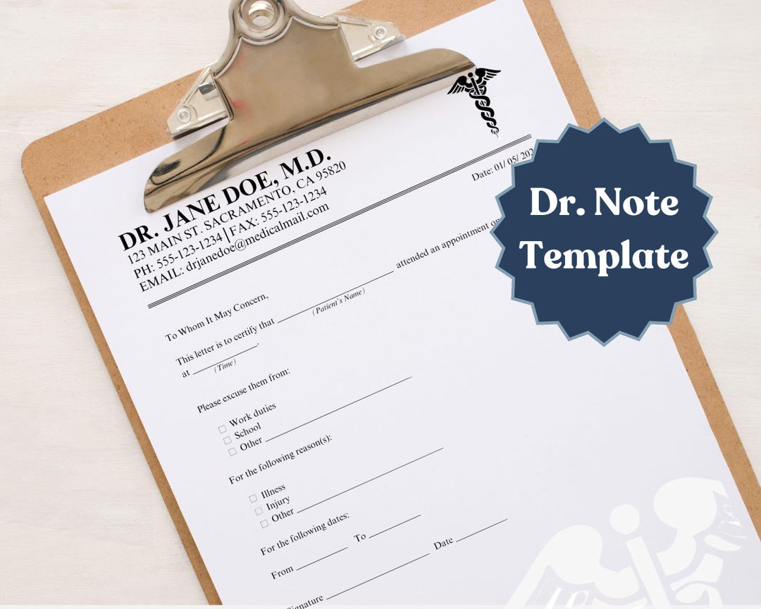 Dr Excuse Note for School Printable Sick Leave Form for Work Doctor ...