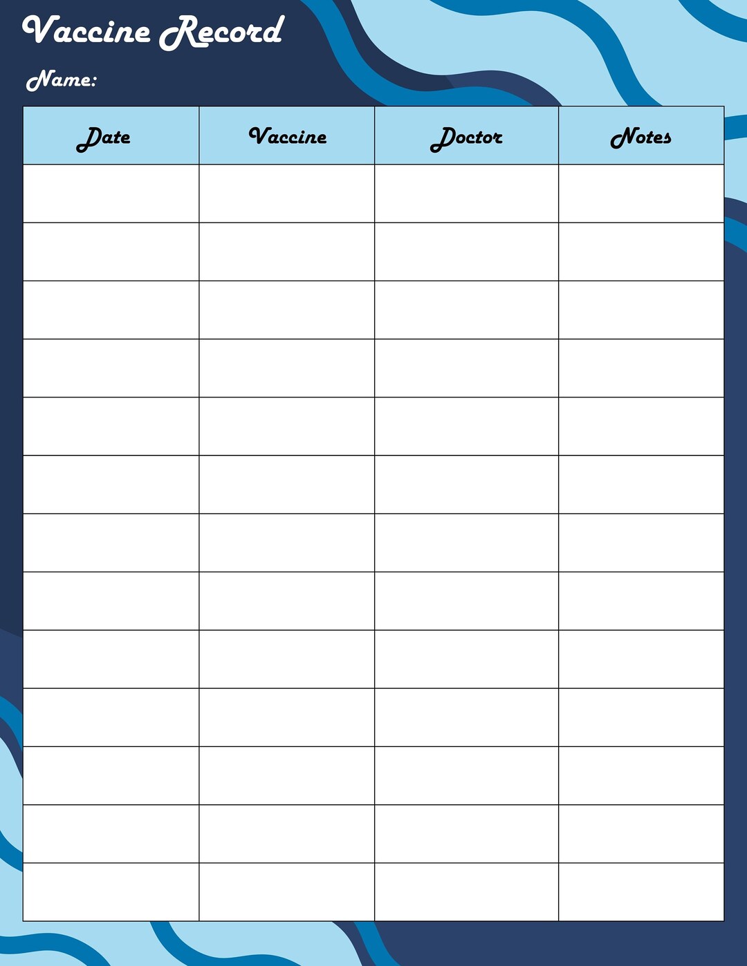 Immunization Record Printable Immunization Log for Kid Vaccine Log for ...