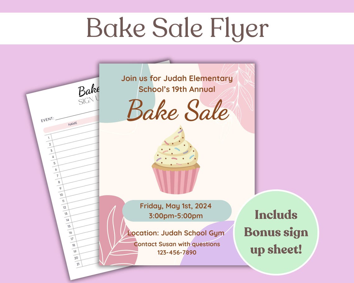 Custom Bake Sale Flyer Template for School Bake Sale Poster for Sport ...