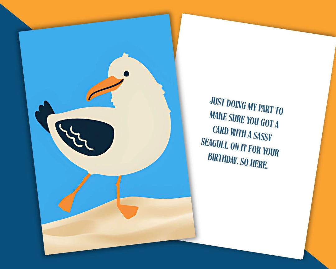 Funny Seagull Birthday Card for Best Friend Bday Card Humor HBD Bird ...