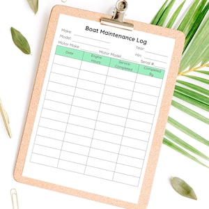 Boat Maintenance Tracker for Ski Boat Service Log for Sailboat Vessel ...