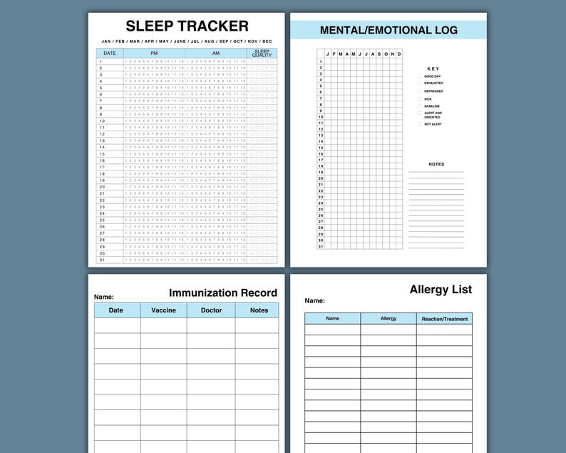 Digital Medical Binder Record Template Health Tracker Medication List ...