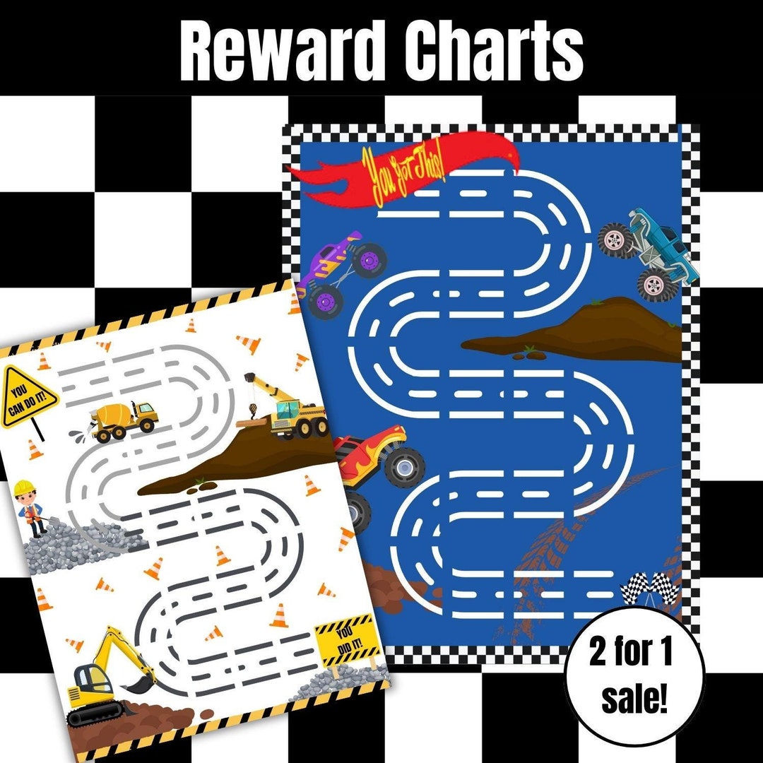 Monster Truck Reward Chart Construction Site Excavator Reward Chart ...