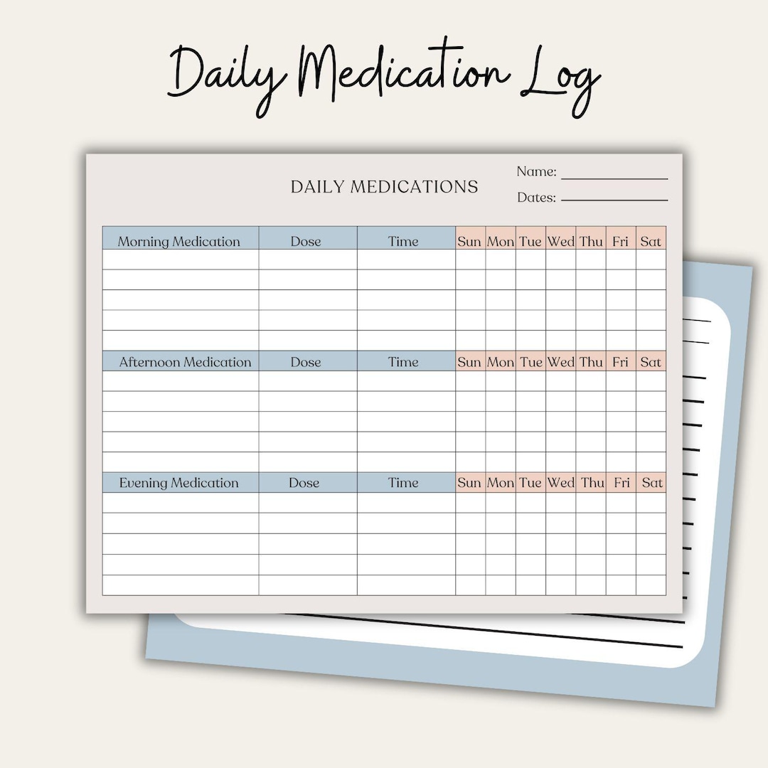 Daily Medication Log Printable Daily Medication Tracker Medication ...