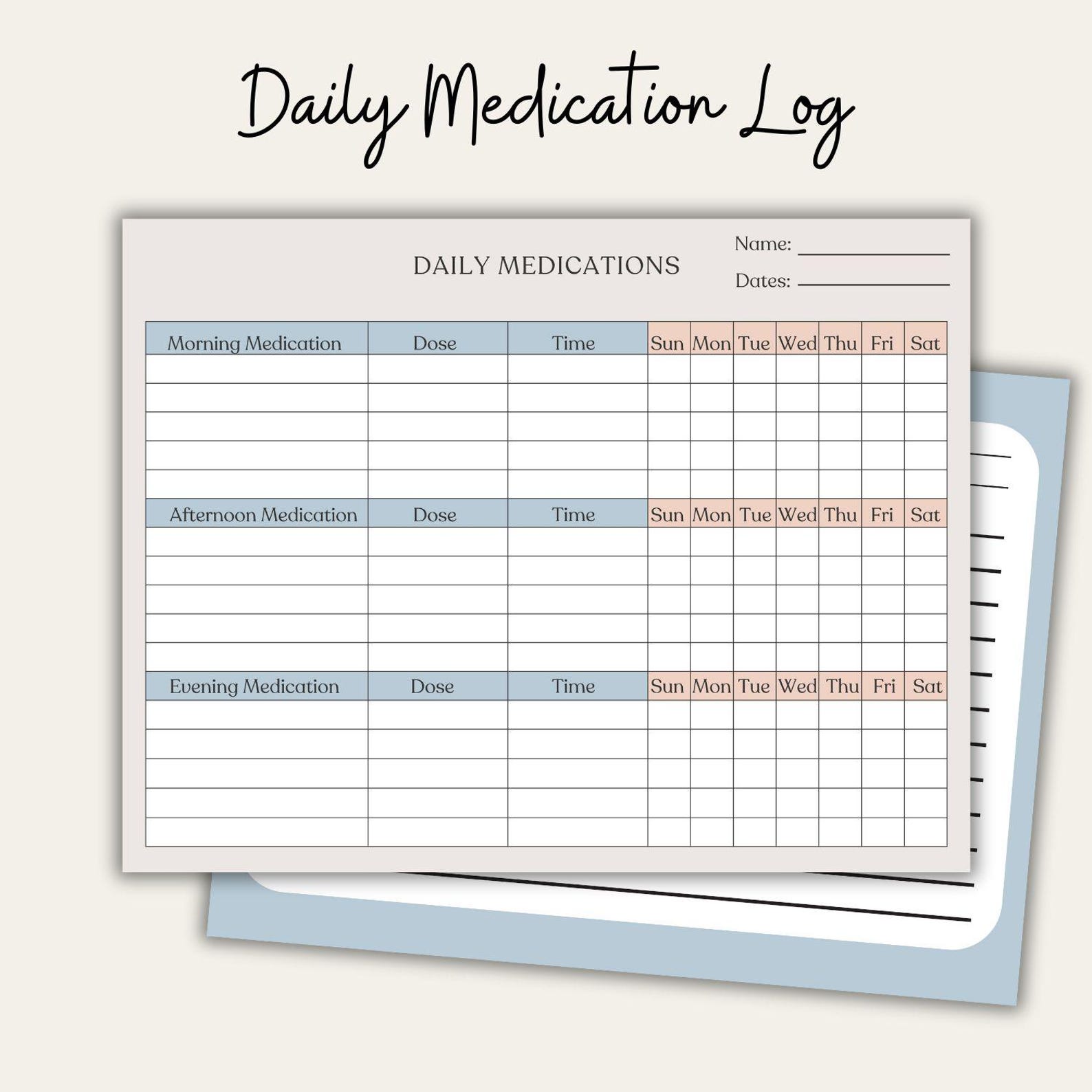 Daily Medication Log Printable Daily Medication Tracker Medication ...