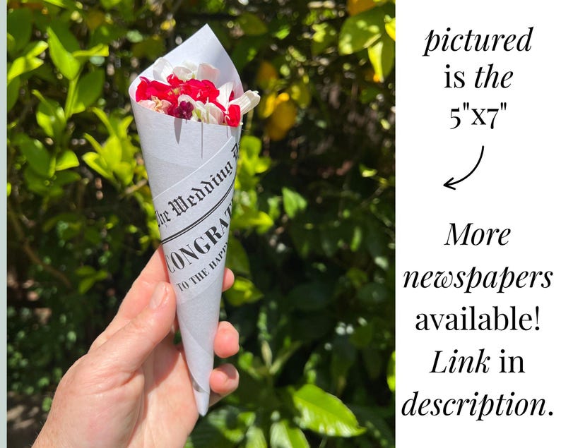 Petal Toss Cone Template for Wedding Send off Newspaper Petal Toss ...