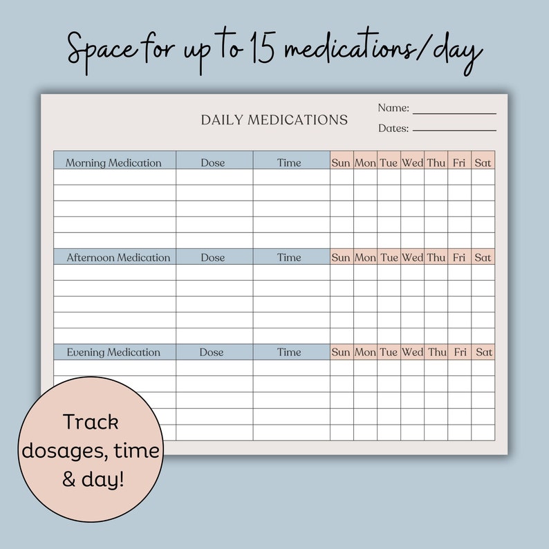 Daily Medication Log Printable Daily Medication Tracker Medication ...