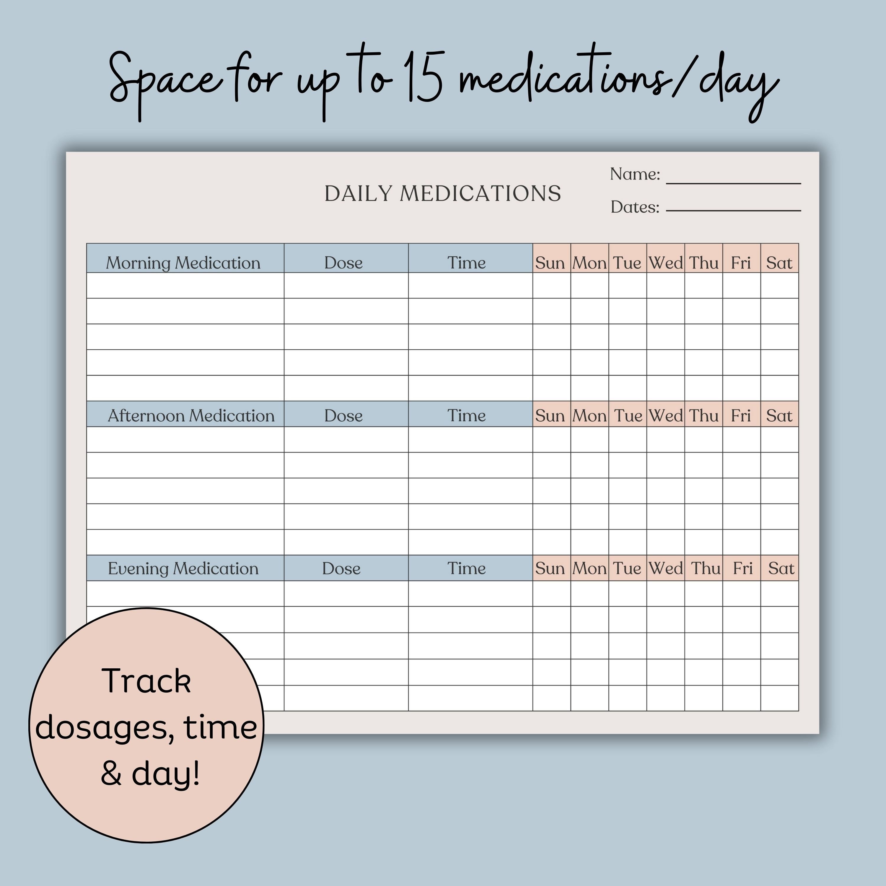 Daily Medication Log Printable Daily Medication Tracker Medication ...
