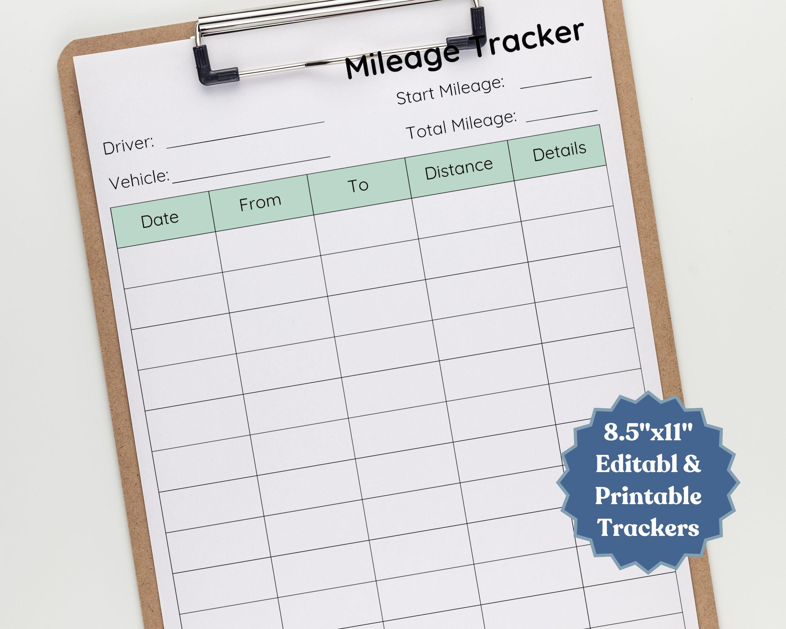 Mileage Log Printable Mileage Tracker Work Trip Mile Log Business Trip ...