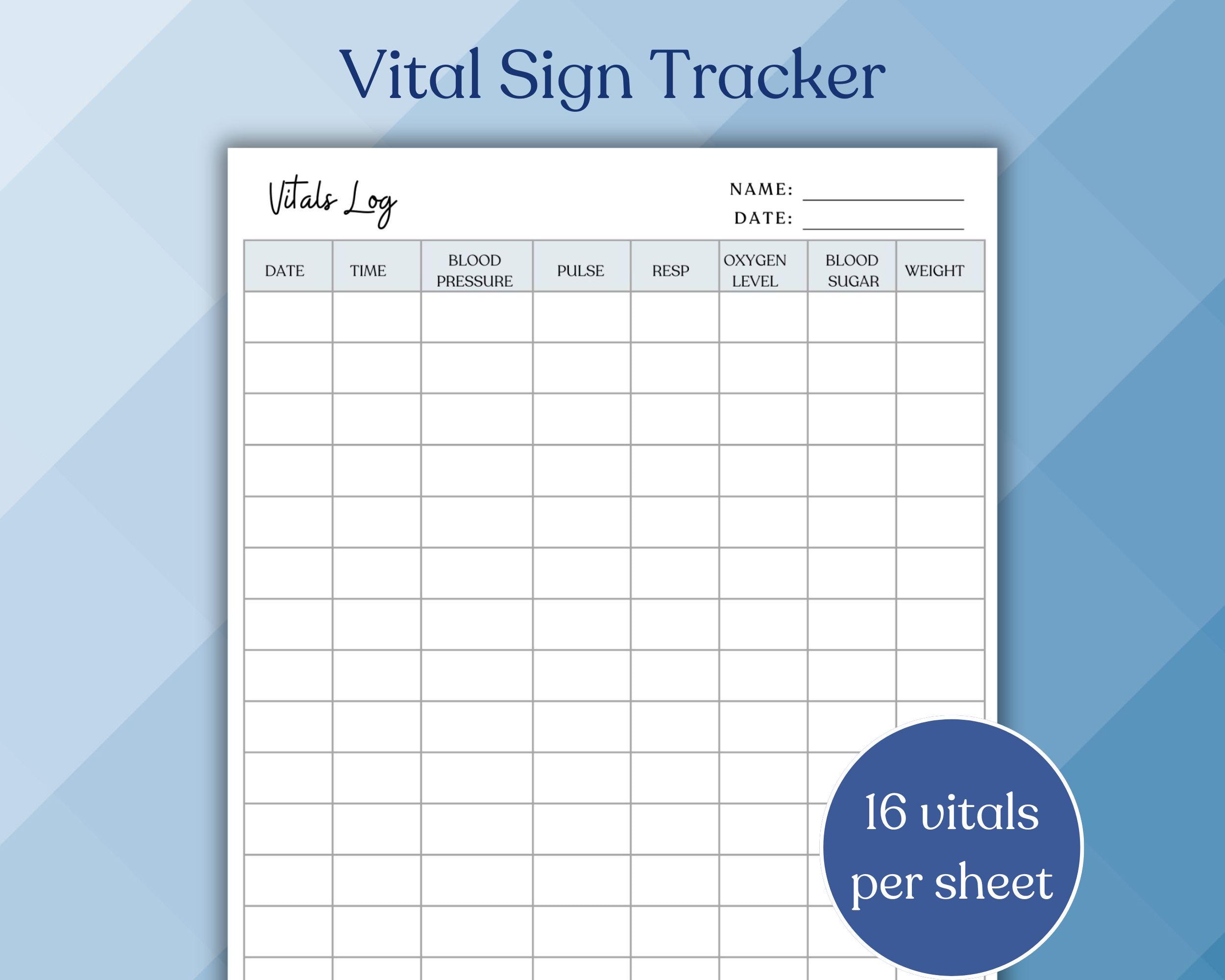Vital Sign Template for Nurse Facility Vital Sign Tracker for Nursing ...