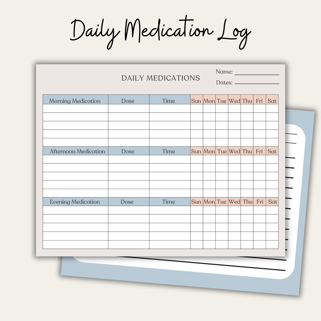 Daily Medication Log Printable Daily Medication Tracker Medication ...