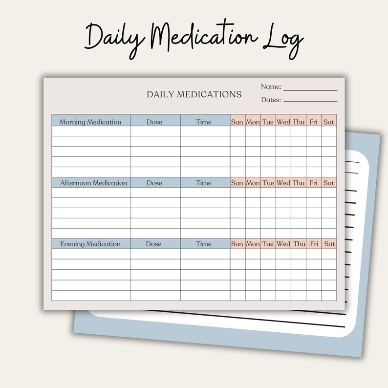 Daily Medication Log Printable Daily Medication Tracker Medication ...