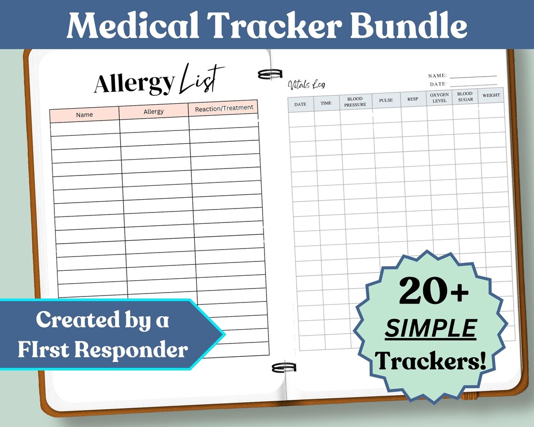 Daily Medical Binder for in Home Care Medical Tracker Bundle Chronic ...