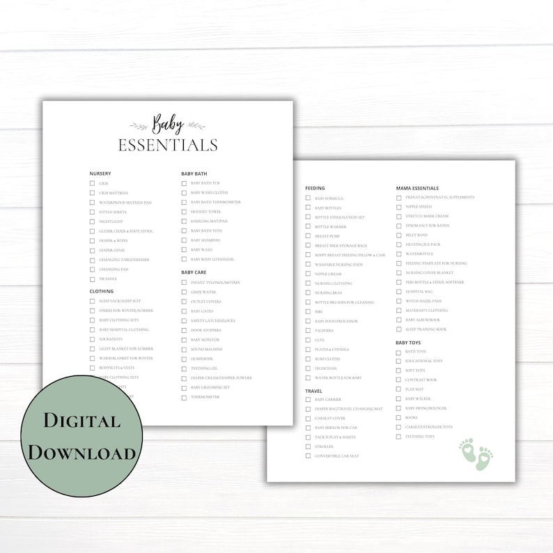 Baby Checklist for New Mom Checklist for Newborn List Baby Registry ...