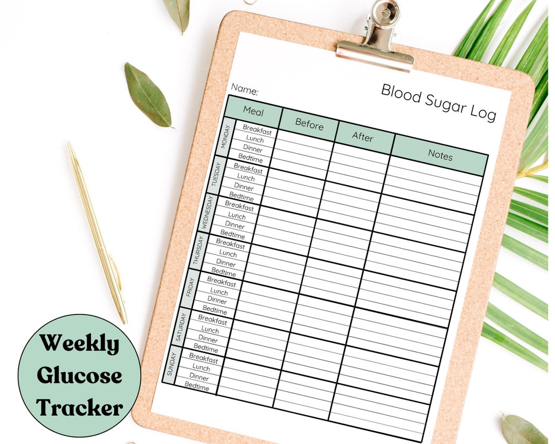 Blood Sugar Log for Diabetic Daily Blood Sugar Tracker Template for ...