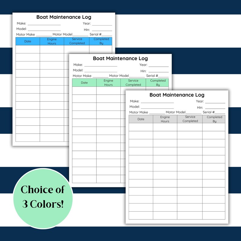 Boat Maintenance Log Boat Maintenance Tracker Sailboat Service Log Book ...