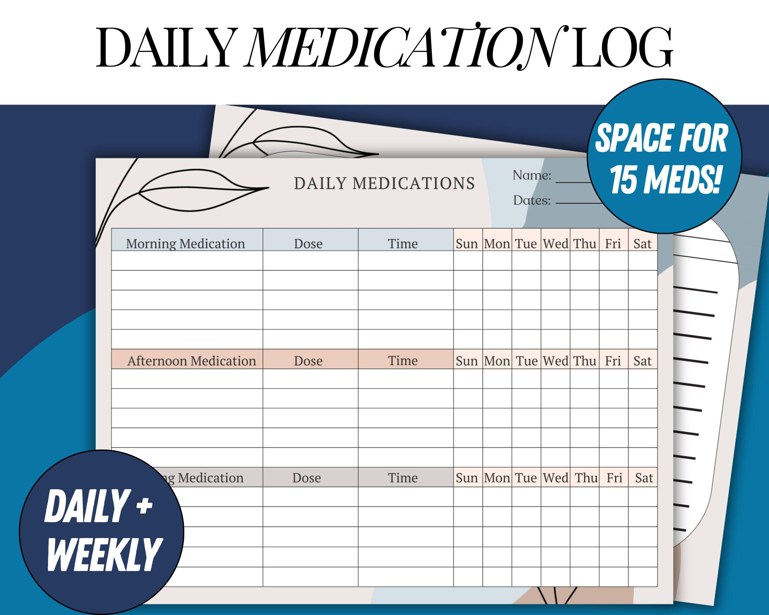 Daily Medication Tracker for Nursing Home Medicine List Board and Care ...