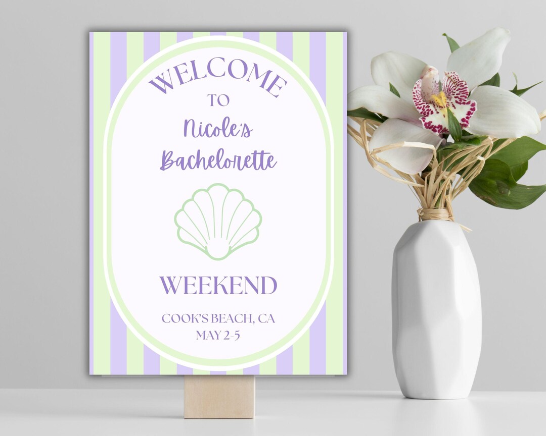 Custom Shell Bachelorette Party Welcome Sign Seashell and Wedding Bell ...