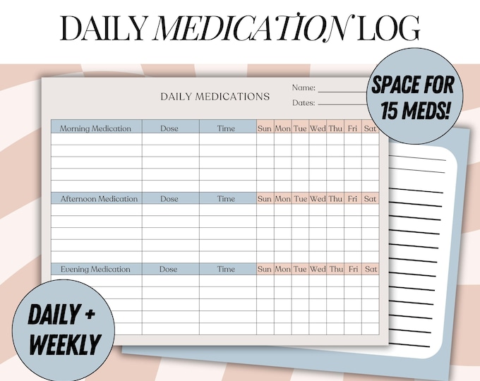 Medication Tracker Template Printable, Digital Download, Medication Log ...