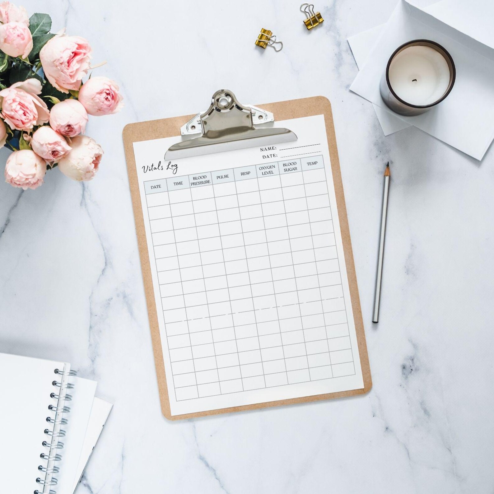 Vital Sign Daily Tracker Log for Nurse Printable Vital Sign Tracker ...