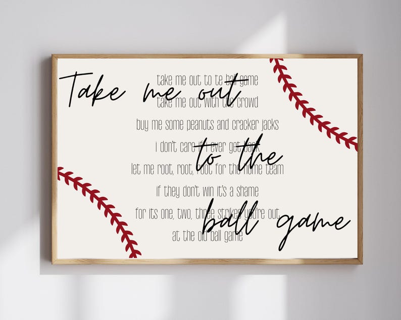 Boy Room Baseball Decor Kid Room Baseball Wall Art Take Me Out to the ...