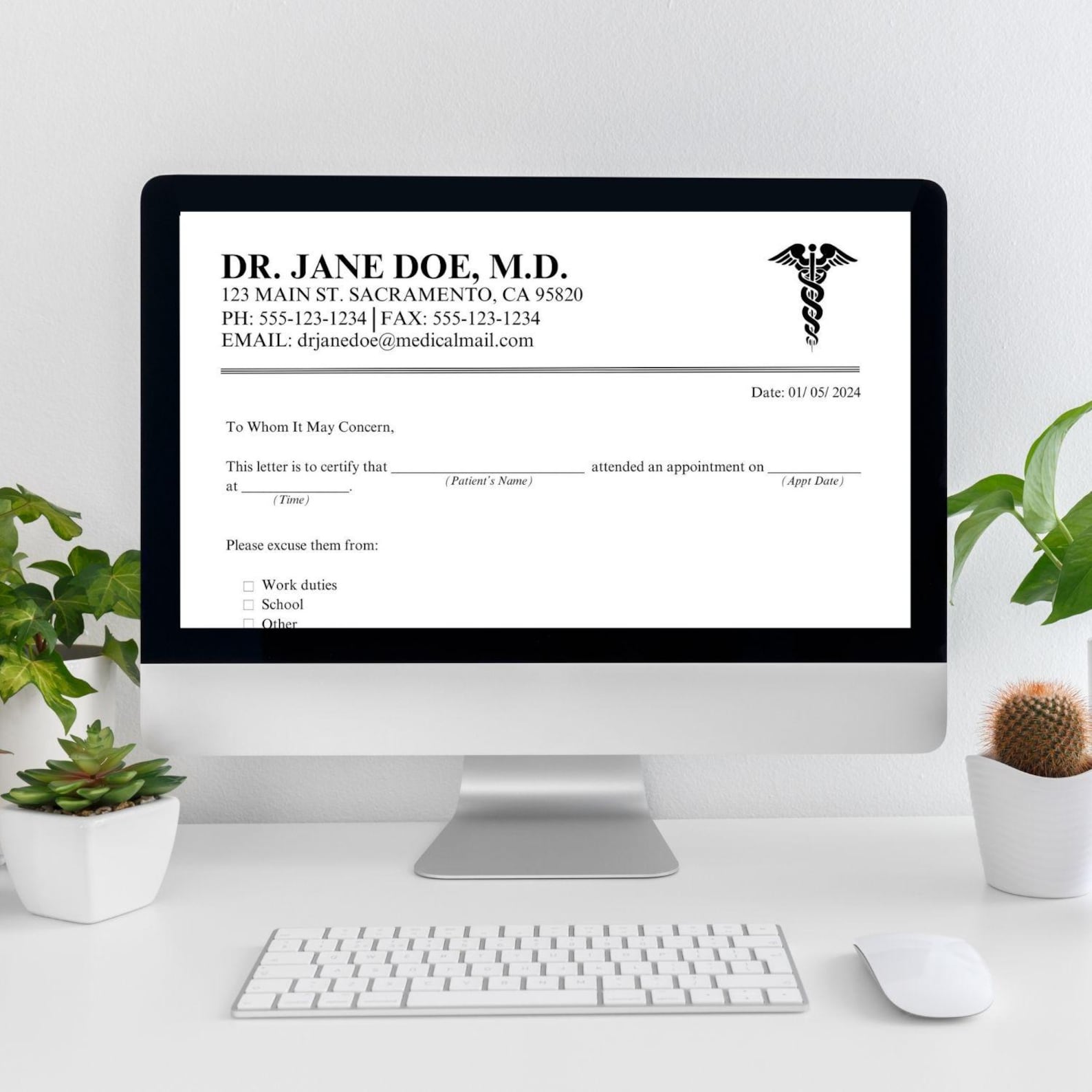 Doctor Excuse Note Template for Work Doctor Excuse Form for School Note ...