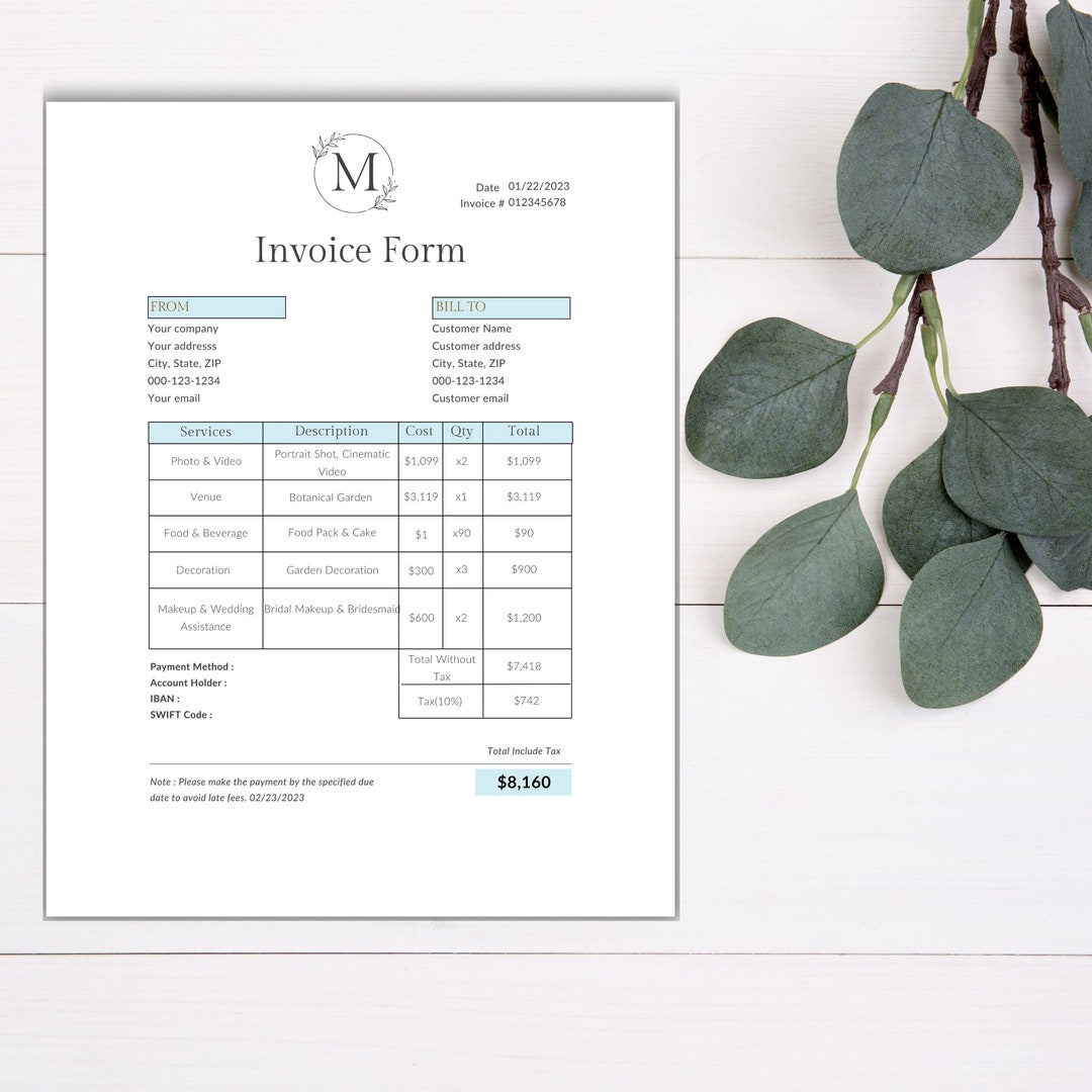 Invoice Template Invoice Printable Small Business Invoice Billing Form ...