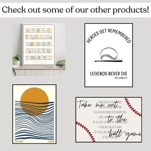 Baseball Poster for Boy Room Baseball Wall Decor for Kid Room Bball ...