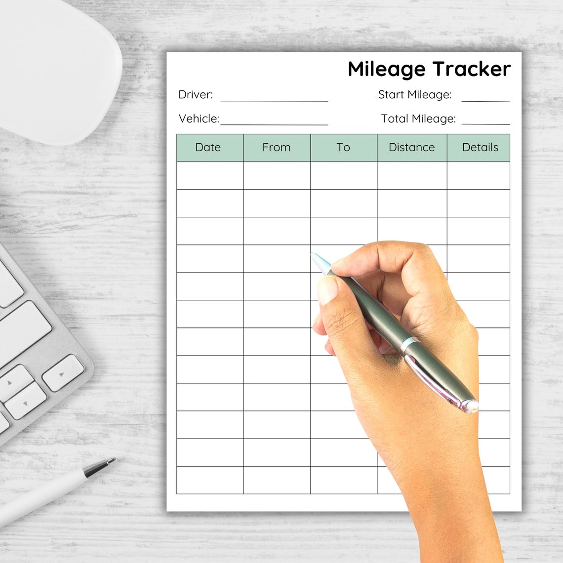 Mileage Log Printable Mileage Tracker Work Trip Mile Log Business Trip ...