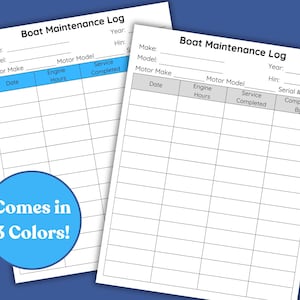 Boat Maintenance Tracker for Ski Boat Service Log for Sailboat Vessel ...