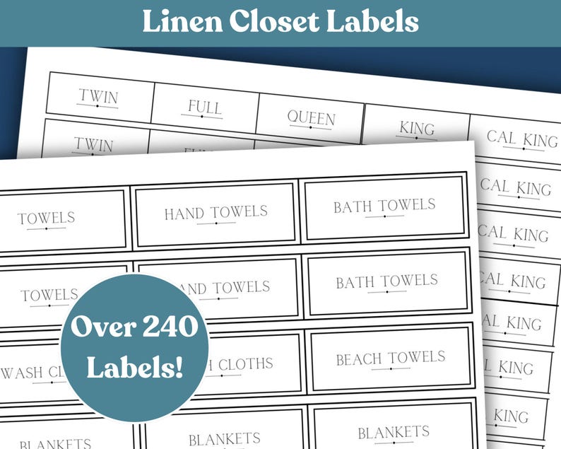 Linen Closet Label Sticker Bundle Sheet Storage Tag for Shelves ...