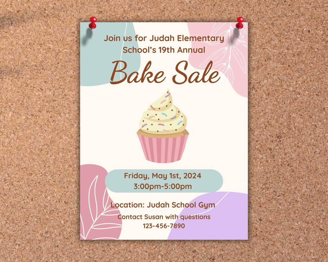 Custom Bake Sale Flyer Template for School Bake Sale Poster for Sport ...